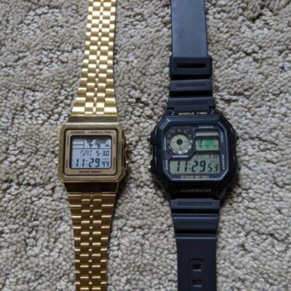 Set of 2 Casio Digital World Time Quartz Watches AE-1200WH-1B and ...