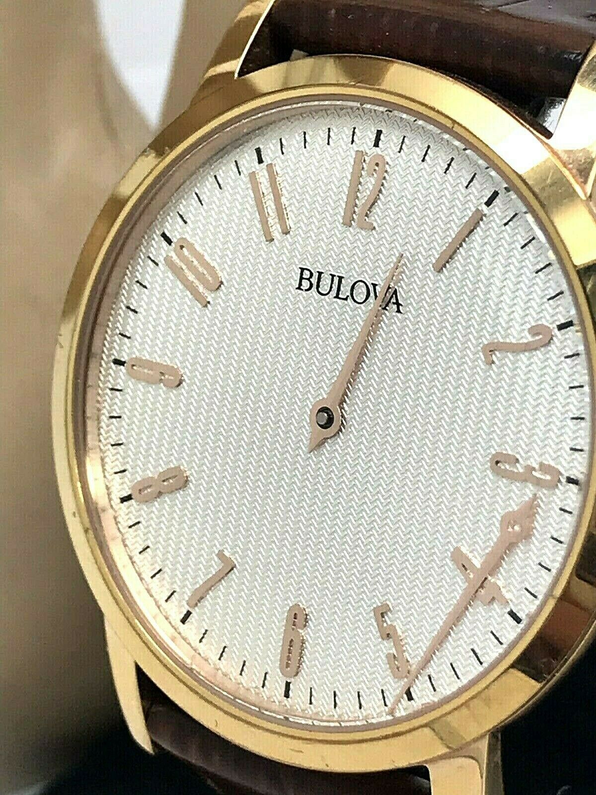 Bulova Rose Gold Tone Brown Leather Men's Watch Quartz 97A106 FOR ...