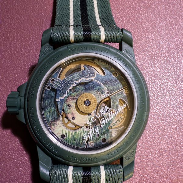 100% AUTH Swatch x Blancpain - Fifty Fathoms - Green Abyss Watch NO ...