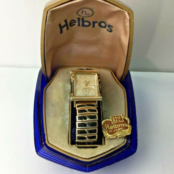 Vntg Working Men's Helbros 17J 10KGP Bezel Mechanical Wrist Watch 1940 ...