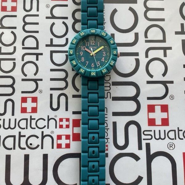 Flick Flak By Swatch Kids Learning Watch Scuba Green N Pink 34mm ...
