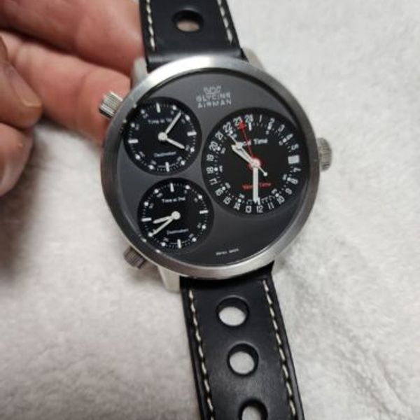 Glycine Airman 7 Triple Time Zone 21 Jewels Automatic Watch Ref 3829 ...