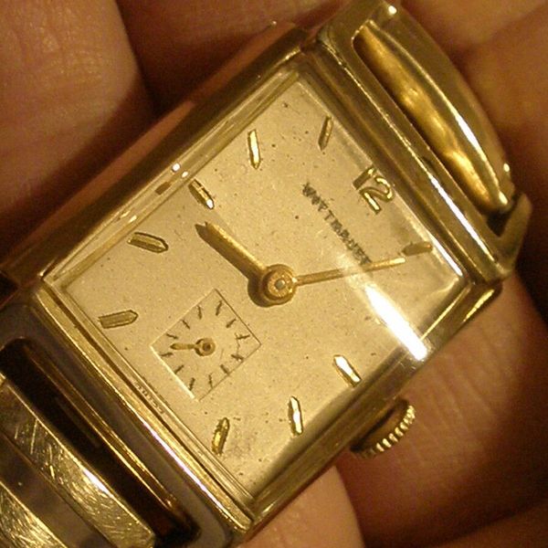 wittnauer longines mens swiss wind up watch vintage square case 10k g.f ...