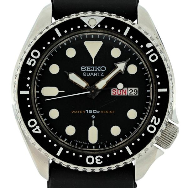 Seiko 42mm Men's 1980's Vintage Black Dial Quartz Diver Watch! Ref ...