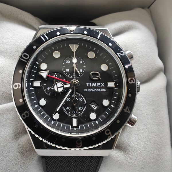 Timex Chronograph GMT 40mm Watch; Q GMT 3 time-zone Chrono ...