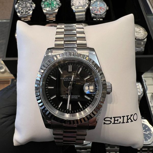 Seiko Black Presidential 39mm Custom Watch Mod - NH35 Automatic ...