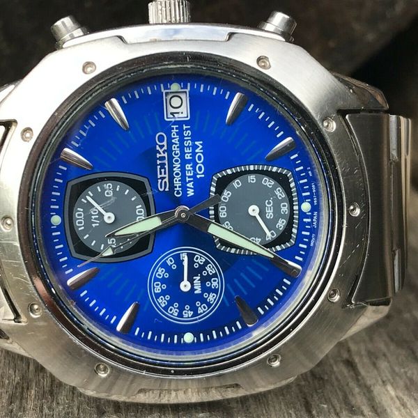 Seiko Stainless Steel Chronograph Watch 100m Model V657-9060 ...
