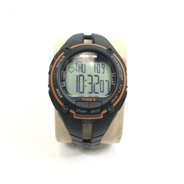 TIMEX IRONMAN Triathlon Watch T5K143 Black Orange Silicone ...