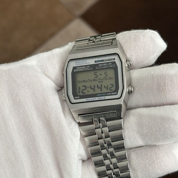 Vintage Seiko Silver Wave A229-5020 Digital Chronograph Watch JDM 1980s ...