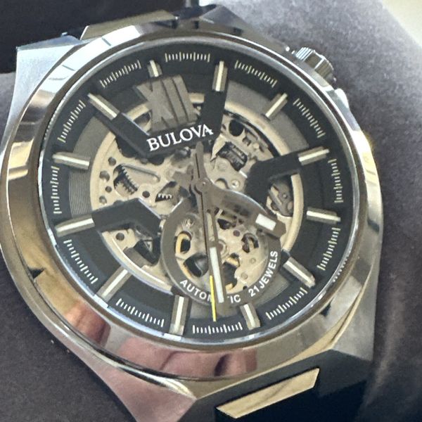 Bulova Classic Automatic Gunmetal Skeleton Dial Men's Watch 98A179 ...