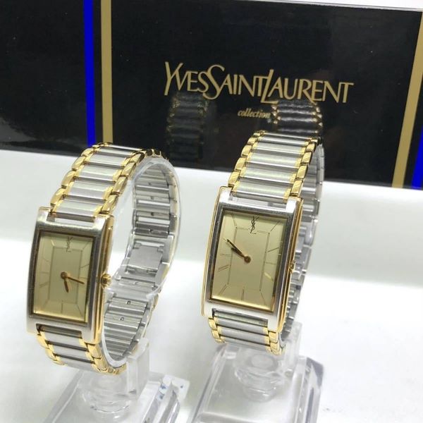 YSL Yves Saint Laurent QZ Quartz couple Tank watch | WatchCharts ...