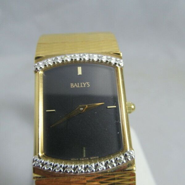 MENS GOLD TONE BULOVA TANK WATCH WITH DIAMONDS-EMPLOYEE GIFT FROM BALLY ...