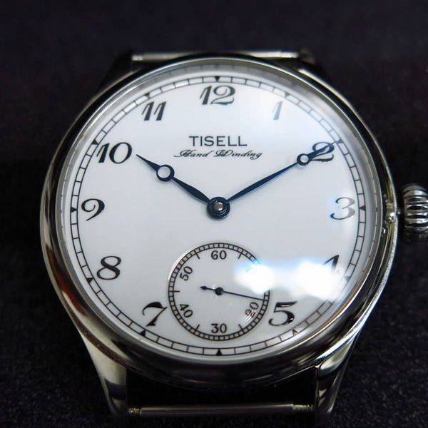 Tisell Hand Winding railrod/deck watch white enamel blued hands ...