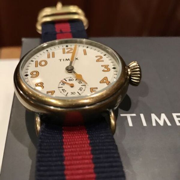 Timex Welton 38mm Burgundy/Red-Blue Nato Strap Watch. TW2R87900 ~ NEW ...