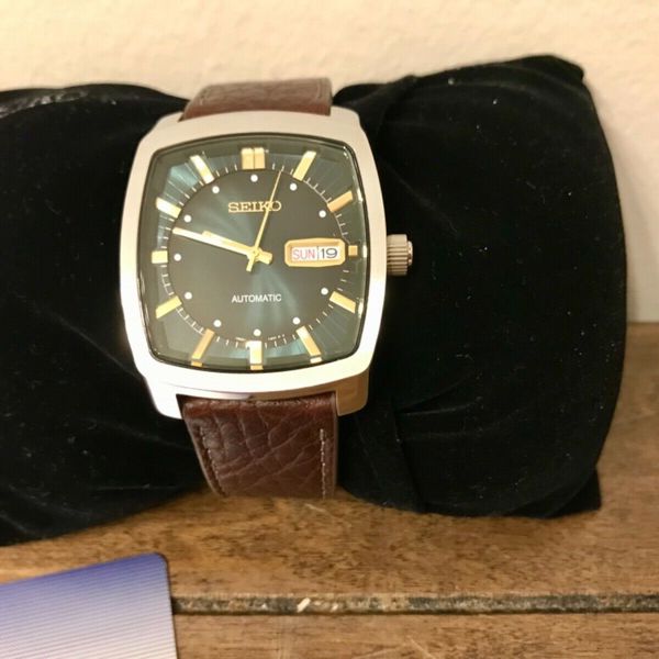 SEIKO ReCraft Automatic Green Dial Brown Leather 39.5mm Men's Watch ...