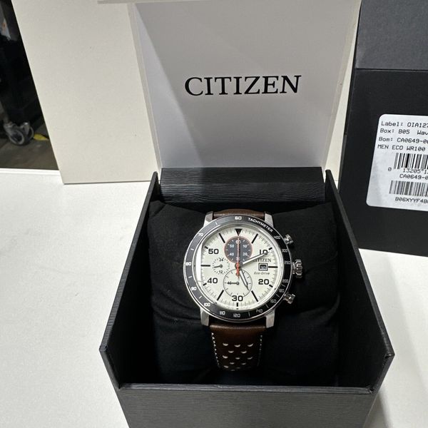 Citizen Brycen CA0649-06X Chronograph Brown Leather Band Eco-Drive Men ...