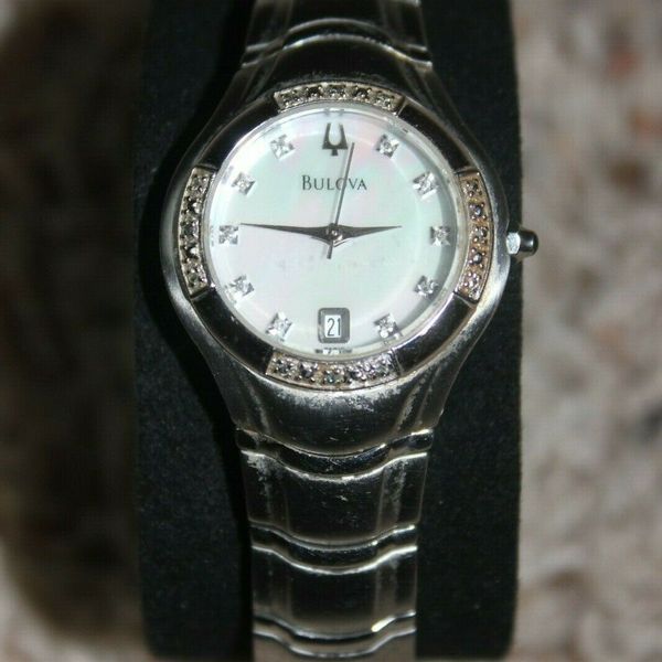 Women's Bulova Wrist Watch C899133 Diamond Mother of Pearl Dial Face ...