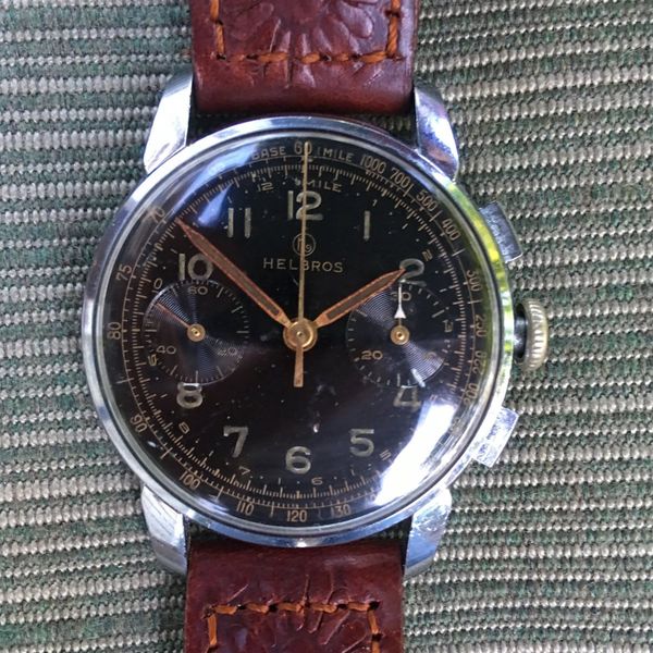 SOLD 1940’s Helbros Gilt Radium Dial Chronograph with Venus 188 ...
