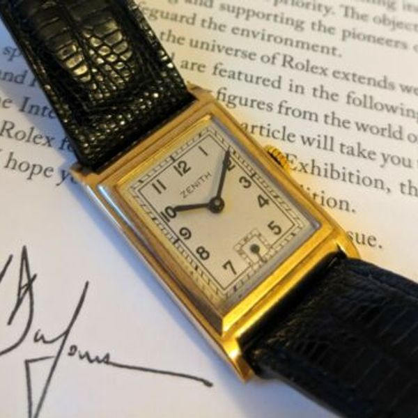 Zenith Tank 1940 Mechanical Watch Solid Gold Case 9k Serviced (Cartier ...