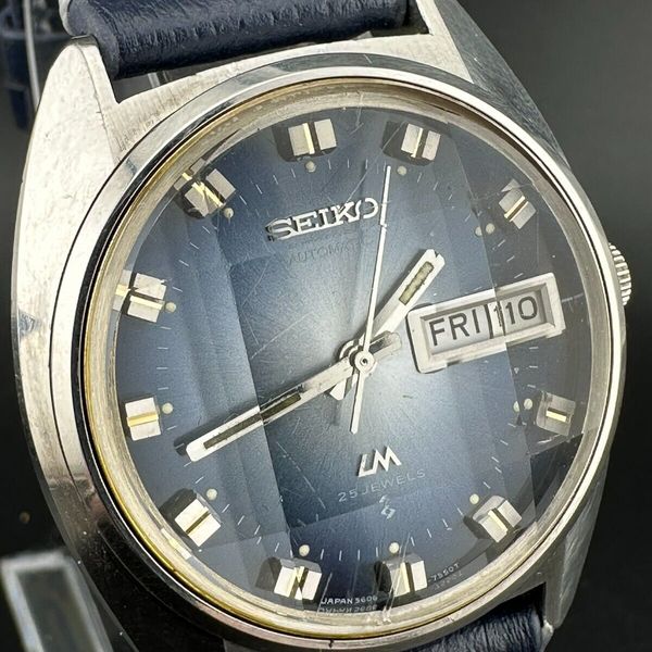 1973 Seiko Lord Matic Men's Automatic Day Date Watch Blue Dial 37mm ...