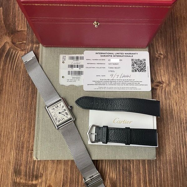 Cartier Tank Must WSTA0041 Large Model Men's Quartz Steel Watch ...