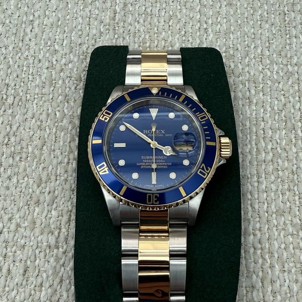 Rolex Men's Watch 16613 Submariner Automatic Blue Dial Two Tone 18k ...