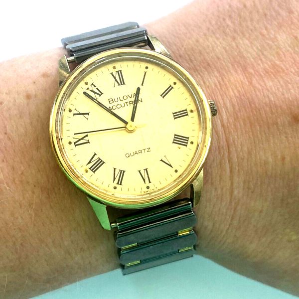 Men's Watch Bulova Accutron N9 Quartz 10KT R.G.P. Back Black & Yellow ...