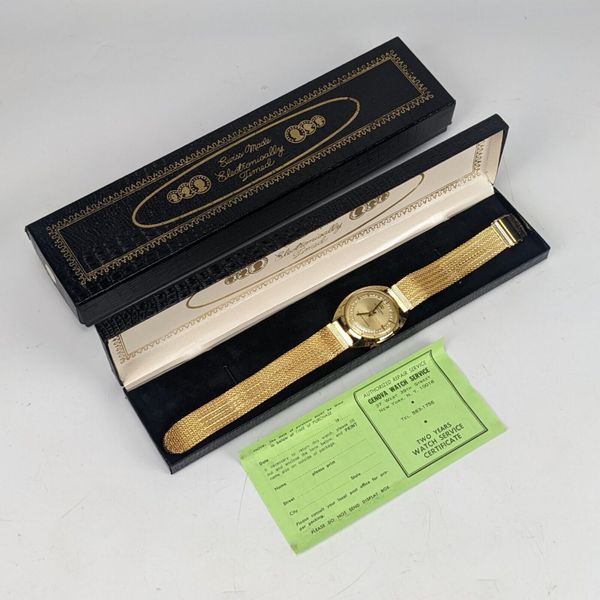 Kronotron Electra Gold Tone Watch w/ Case - vintage swiss superflat ...