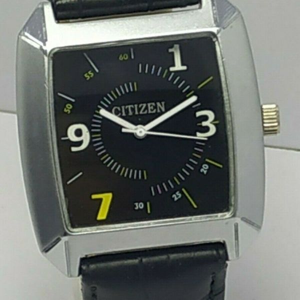 RARE VINTAGE CITIZEN QUARTZ BLACK DIAL WRIST WATCH FOR MEN'S WORKING ...