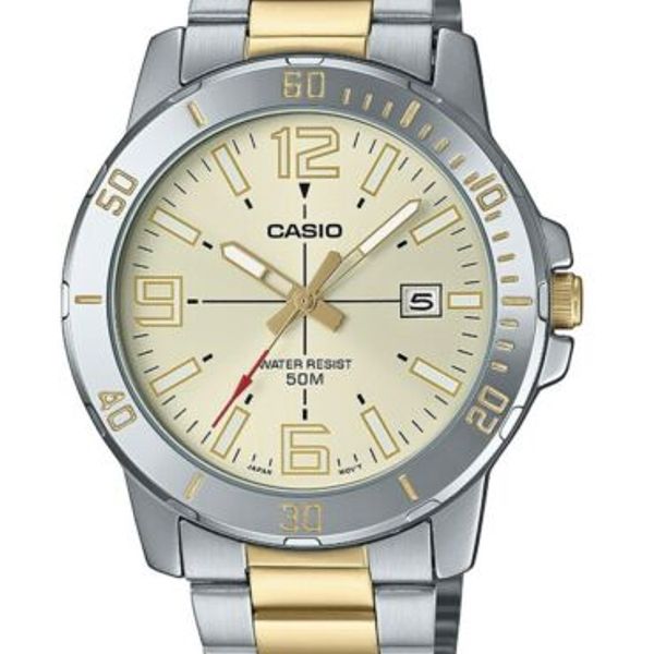 Casio Men's Stainless Steel Watch Gold Ion Band, 50m WR, Date ...