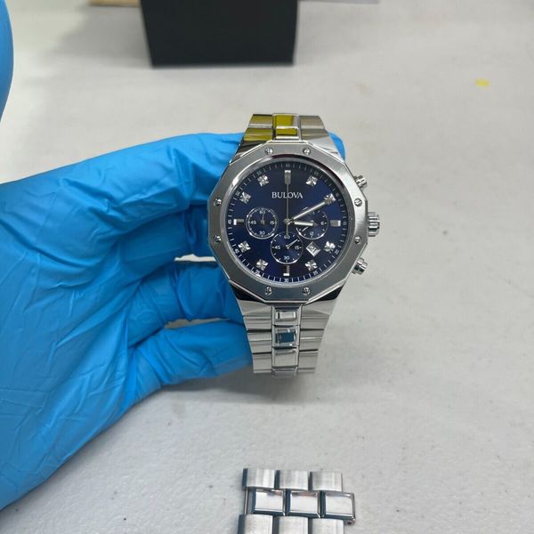 Bulova Men's Quartz Diamond Accents Chronograph blue dial 96D138 - USED ...