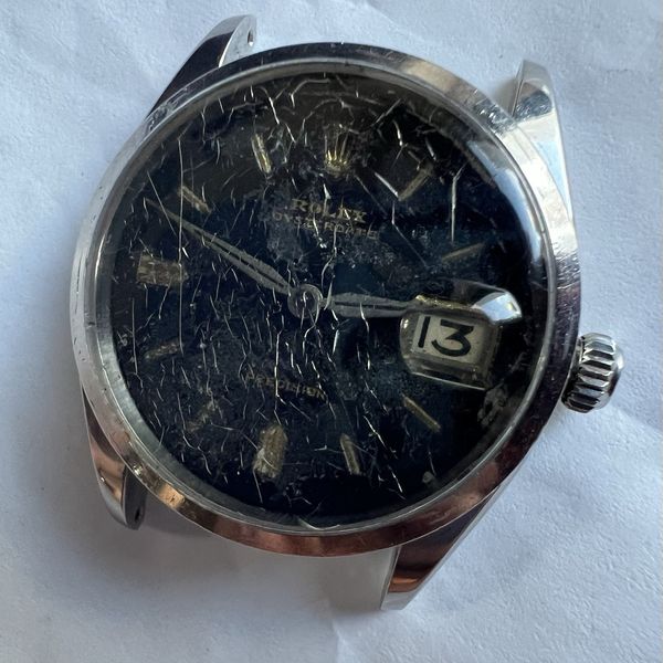 ROLEX OYSTERDATE PRECISION 6294 WINDING 1954 BLACK WAFFLE DIAL ALL ...