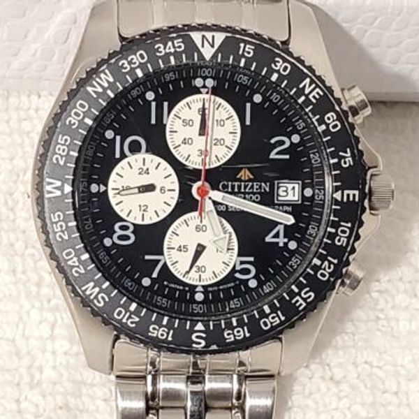 Citizen Promaster Chronograph Date Men's Watch WR 100 Meters Black Dial ...