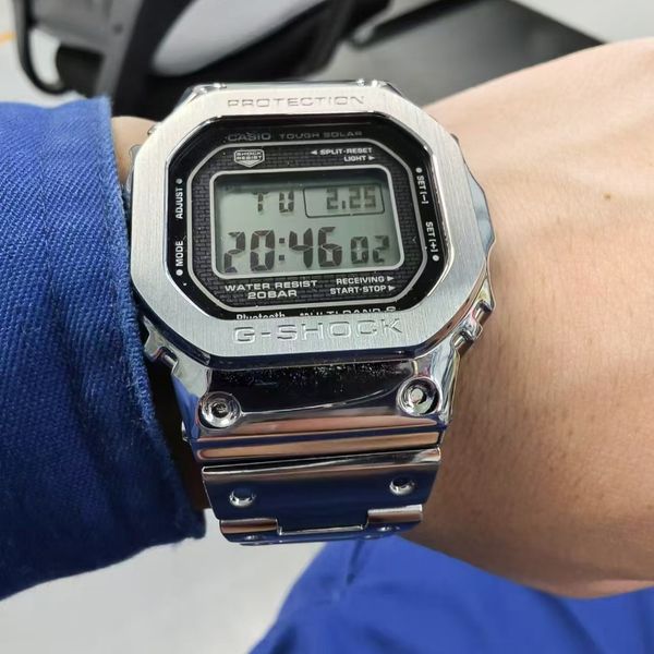 Casio metal small square G-SHOCK gold brick silver brick waterproof ...