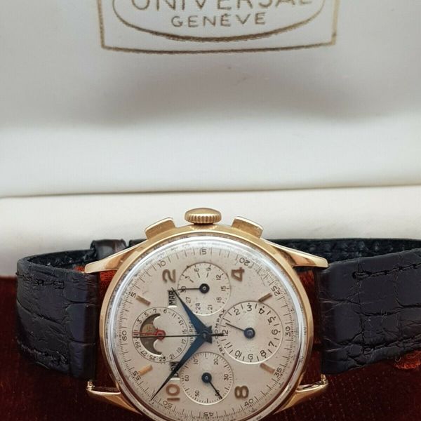 UNIVERSAL GENEVE TRICOMPAX CHRONOGRAPH MOONPHACE GOLD 18K CAL.481 REF ...