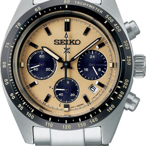 New Seiko Prospex Speedtimer Gold Dial Stainless Steel Bracelet Watch ...