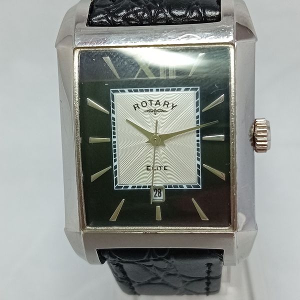 Rotary Elite Mens Quartz Watch . Tank Style. New Battery + Strap. Free ...