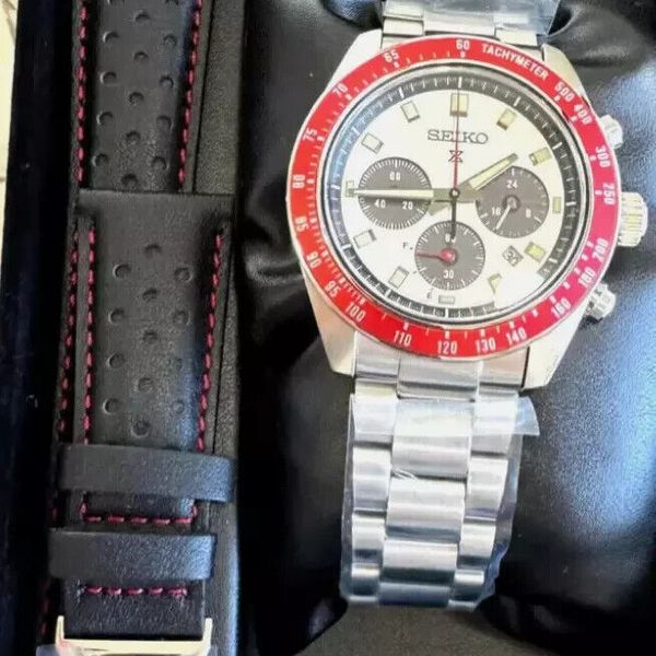 Seiko SSC945 Prospex Red Bezel Speedtimer Chronograph Watch 100m Box ...