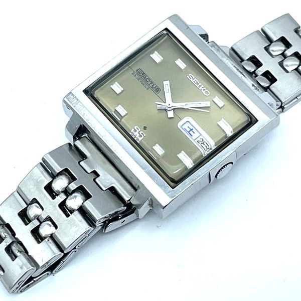 Vintage SEIKO 5ACTUS Automatic Square Khaki Dial 6106-5440 Day Date ...