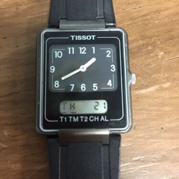 Tissot Twotimer Watch - Black & Silver Two Timer Analog & Digital ...