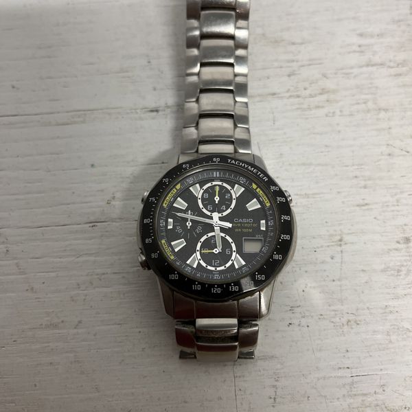 CASIO WAVE CEPTOR WVQ-550 QUARTZ MEN'S WATCH DUAL TIME CHRONOGRAPH ...