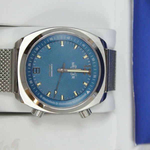 MERCER CONCORDE AUTOMATIC BLUE FACE MENS WATCH IN BOX WITH MANUAL ...