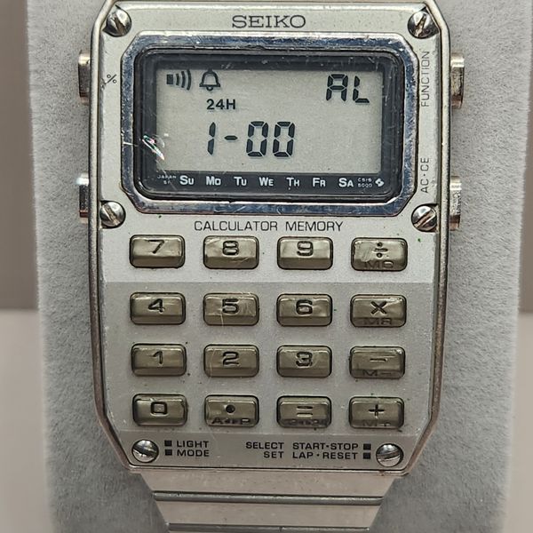 SEIKO Calculator MEMORY C515-5009 Vintage DIGITAL ALARM CHRONO Mens ...