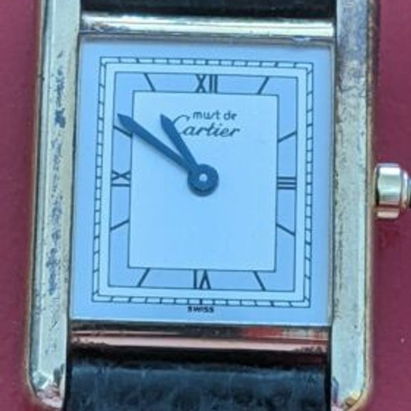 must de Cartier Watch VERMEIL TANK 925 Quartz Sterling Silver 925 Q29 ...