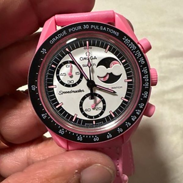 Mission to the Pink Moonphase Watch Omega x Swatch Moonswatch Watch ...