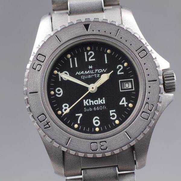 Vintage [N MINT] Hamilton Khaki 8587 Sub 660ft Diver Unisex Qz Watch ...