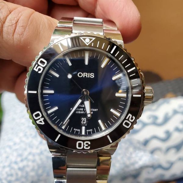 Oris Aquis Date, $1,000-Blue Dial, 43.5mm, ref #01 733 7730 4135-07 8 ...