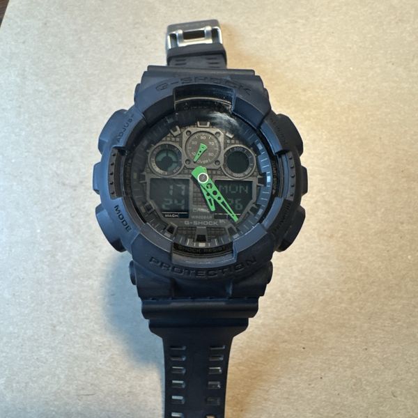 CASIO G-SHOCK GA-100C 1A3 QUARTZ ANA-DIGITAL WATCH BLACK OUT & GREEN DIAL | WatchCharts Marketplace