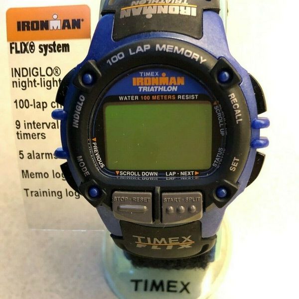 BLUE TIMEX IRONMAN TRIATHLON WATCH ORIGINAL FLIX 100 T51951 - PRISTINE ...