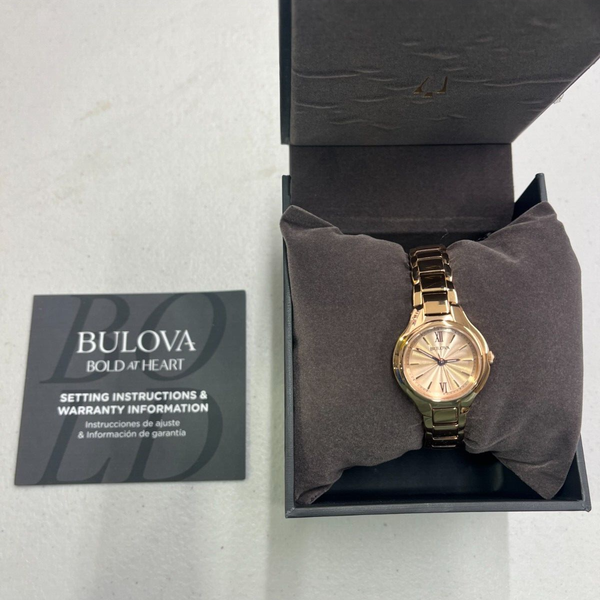 Bulova Women's Watch 97L151 Quartz Rose Gold Tone Dial 28mm Stainless ...